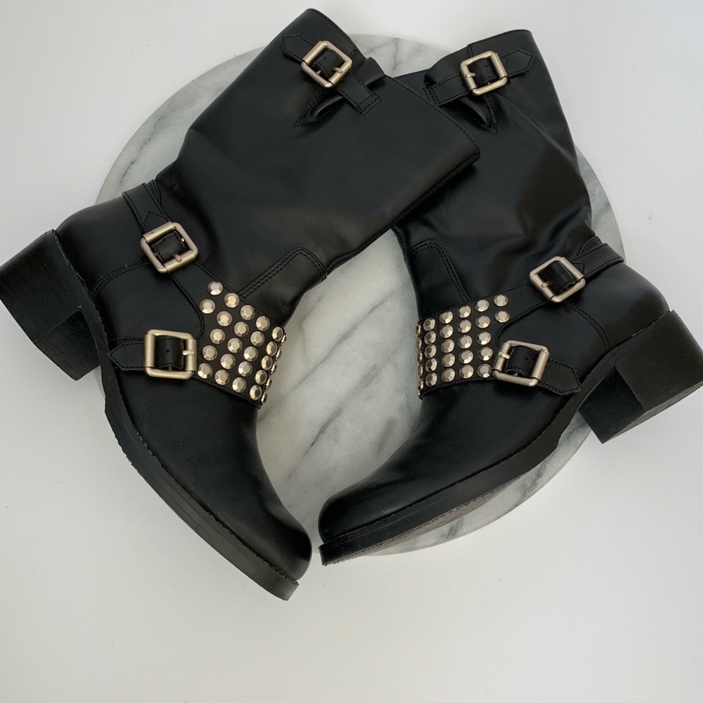 Bcbgeneration “Halen” Black Studded Moto Boots - Gem